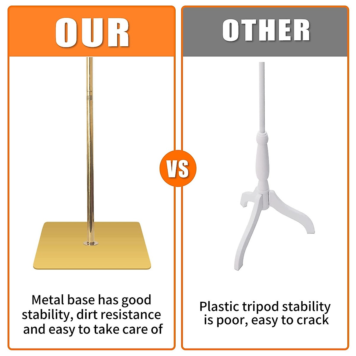 SHAREWIN Female Mannequin Torso Women Dress Forms for Sewing Manicanequin Body High Stability Gold Metal Stand for Clothing Dress Jewelry Display Adjustable Height 50”-70” Thin Body