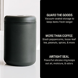 Fellow Atmos Vacuum Coffee Canister & Food Storage Container - Airtight Food Storage Containers - Coffee Containers - 1.2 Liter - Matte Black