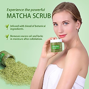 Liyalan Matcha Body Scrub Green Tea Exfoliating Body Scrubs for Acne, Smooth Skin,Moisturizing Body, Face, Hand, Foot Scrub