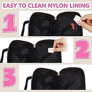 NGCJZF Kawaii Anime Makeup Bag, Cute Cartoon Cosmetics Bag, Mini Travel Toiletry Bag, Waterproof Reusable Faux Leather Makeup Accessories for Women (Black)