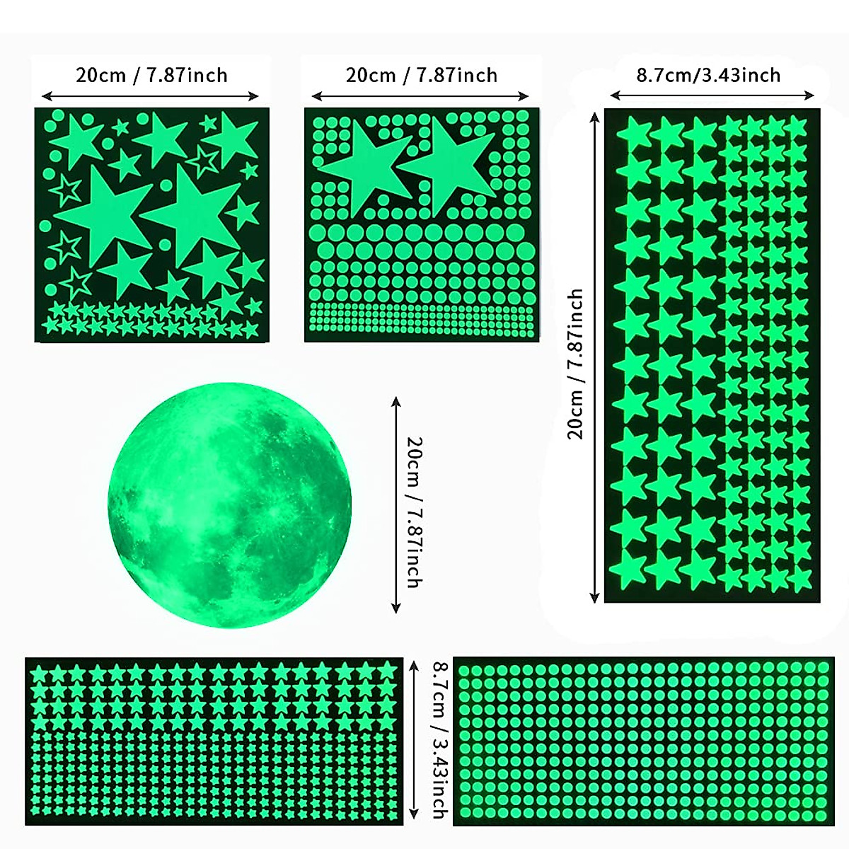 Glow in The Dark Stars for Ceiling,Star Decorations for Bedroom,Kids Boys Girls Room Decor,Wall Stickers for Bedroom,Play Room,Living Room,Wall Decorations,Baby Room Decor,Best Birthday Gift