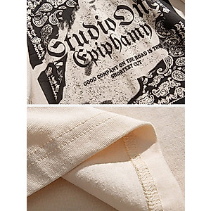 Aelfric Eden Graphic Tees Y2K Vintage Tee Shirt Oversized Streetwear T Shirts Streetwear Unisex Casual Summer Tops Apricot