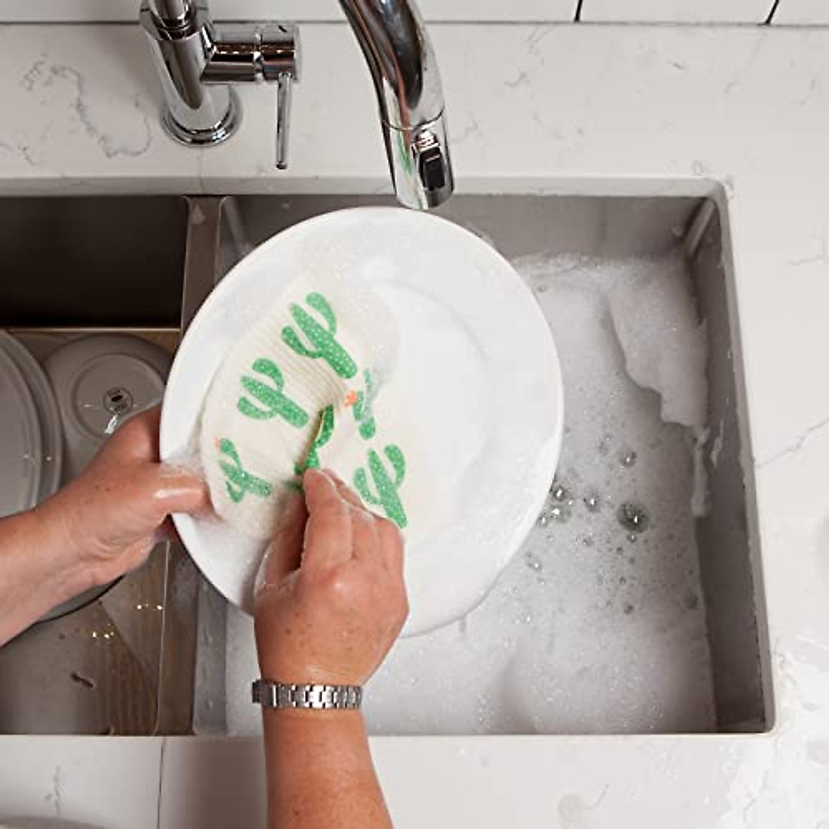 Ecoloie Swedish Sponge Reusable Dishcloth Cacti 6.5 x 8 inches, Set of 2