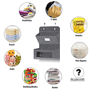 VERONLY Over The Door Organizer, Hanging Pantry Storage - Behind Door Organizer with 4 Large Pocket and a Mail Organizer for Baby, Nursery, Diapers, Clothes, Bedroom(Dark Grey)