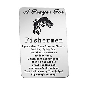 PLITI Fisherman Prayer Gifts Fishing Wallet Insert Christian Gifts Fishing Gift Fishermen Gift Fathers Day Gift For Dad Grandfather Godfather Fishing Buddy Gifts Nautical Gifts