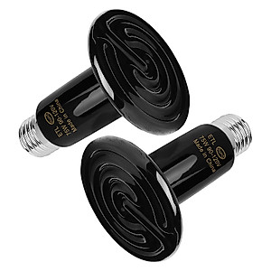 HANJION 75W Ceramic Heat Lamp, Infrared Reptile Heat Emitter Heater Lamp Bulb for Pet Brooder Coop Chicken Lizard Turtle Snake Aquarium, No Light Emitting No Harm - 2 Pack