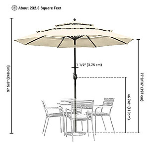 Yescom 9ft 3 Tier UV70+ Aluminum Push Tilt Patio Umbrella Crank Handle for Outdoor Pool Deck Table Market Furniture