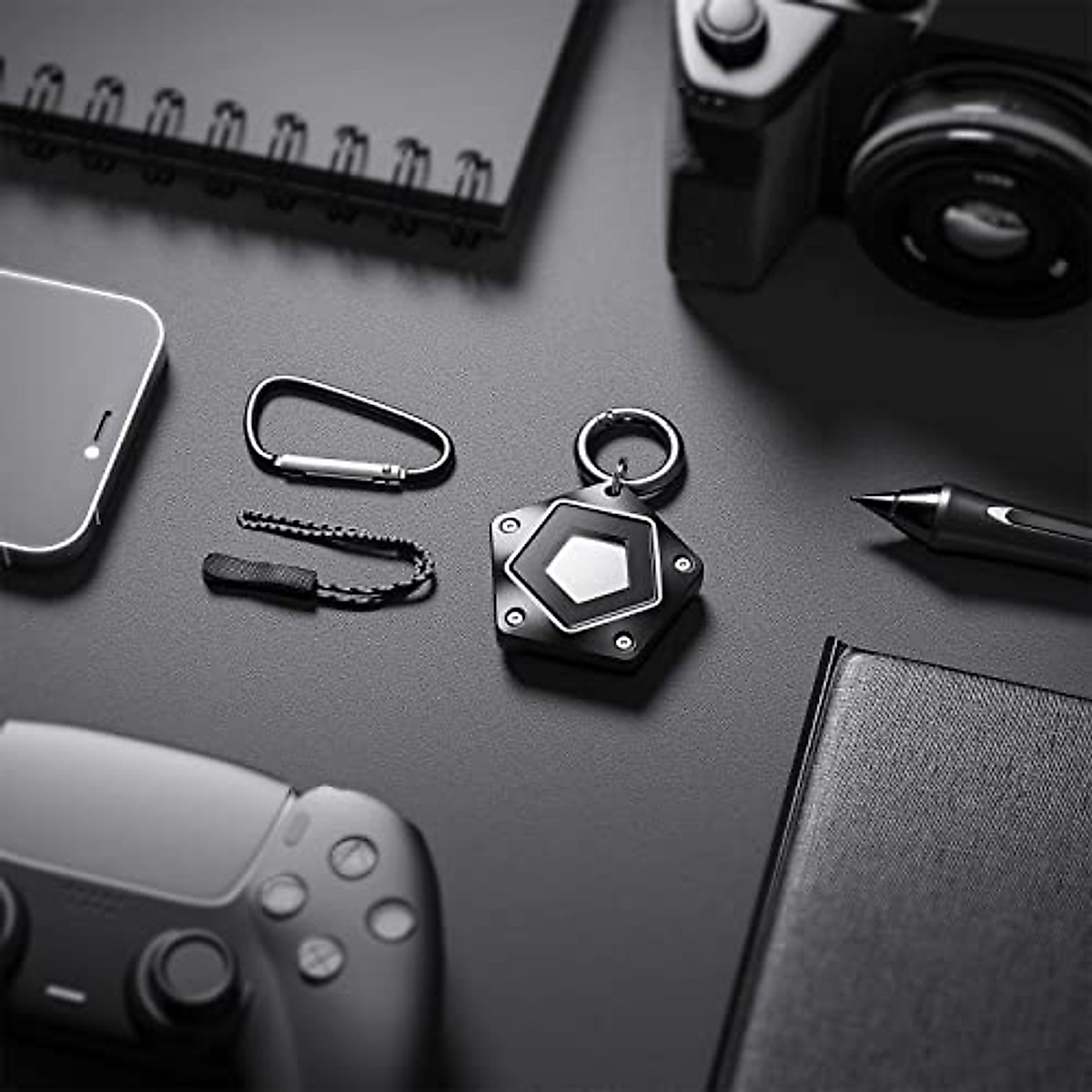 Jeanue-Compatible Apple Airtag Holder Keychain Case Waterproof, Heavy Duty Air Tags Tracker Cover with Strap Carabiner Key Ring Black 4 Pack