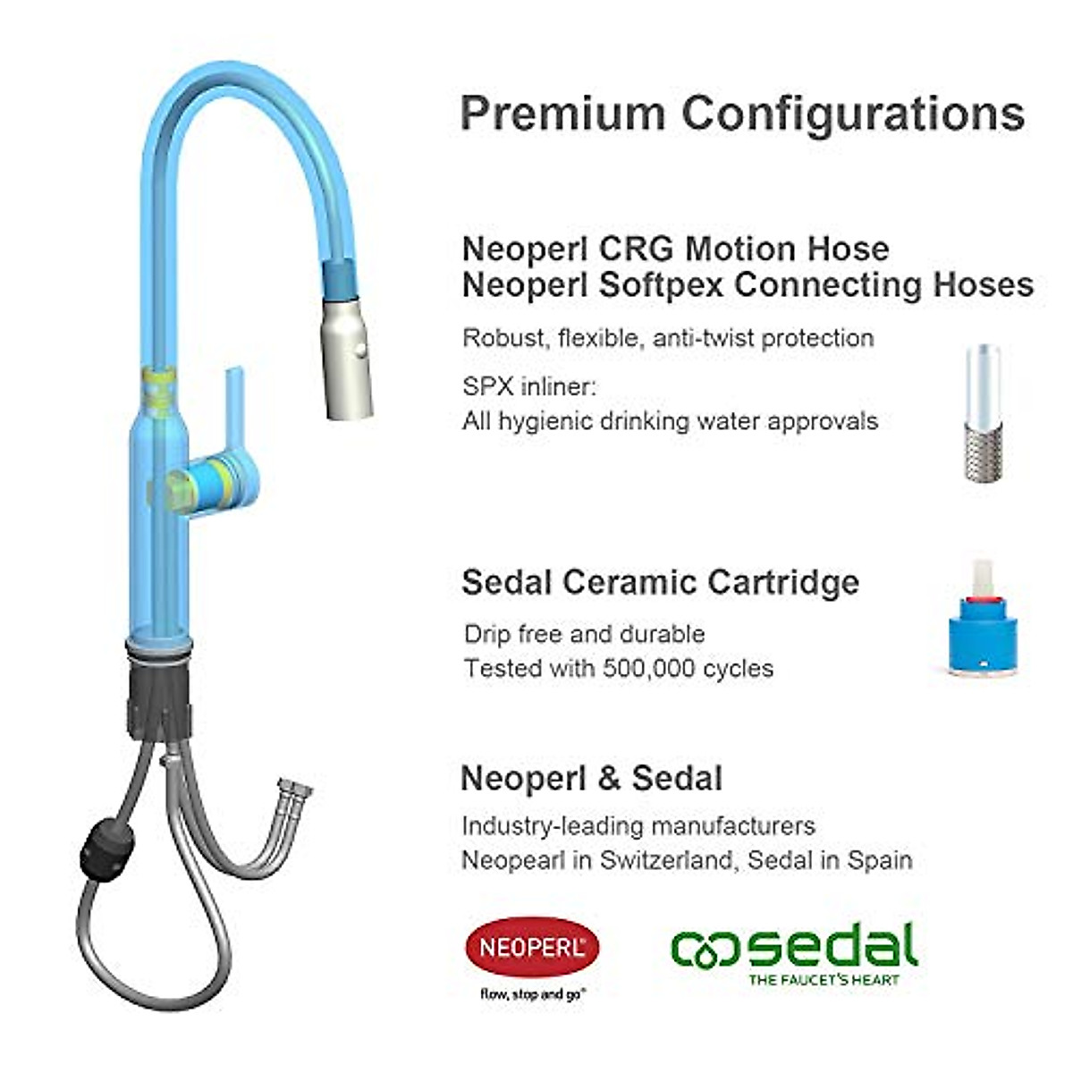 AguaStella AS81MB Matte Black Kitchen Sink Faucet with Pull Down Sprayer Single Handle High Arc