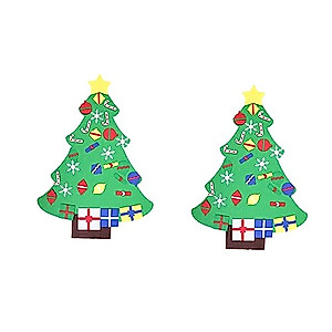 ibasenice 2 Sets Felt Christmas Tree Decor Christmas Decor Wall Sticker Decor Christmas Tree for Toddlers Home Decor Christmas Wall Tree DIY Felt Ornament Christmas Ornament Green 3D