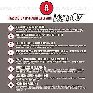 Vitamin k2 MK-7 Supplement 180mcg -Vitamin K2 Supports Bone & Heart Health for Cardiovascular Calcium Absorption from Arteries- 60 Easy to Swallow Vegetable caps of MenaQ7 K2 MK7