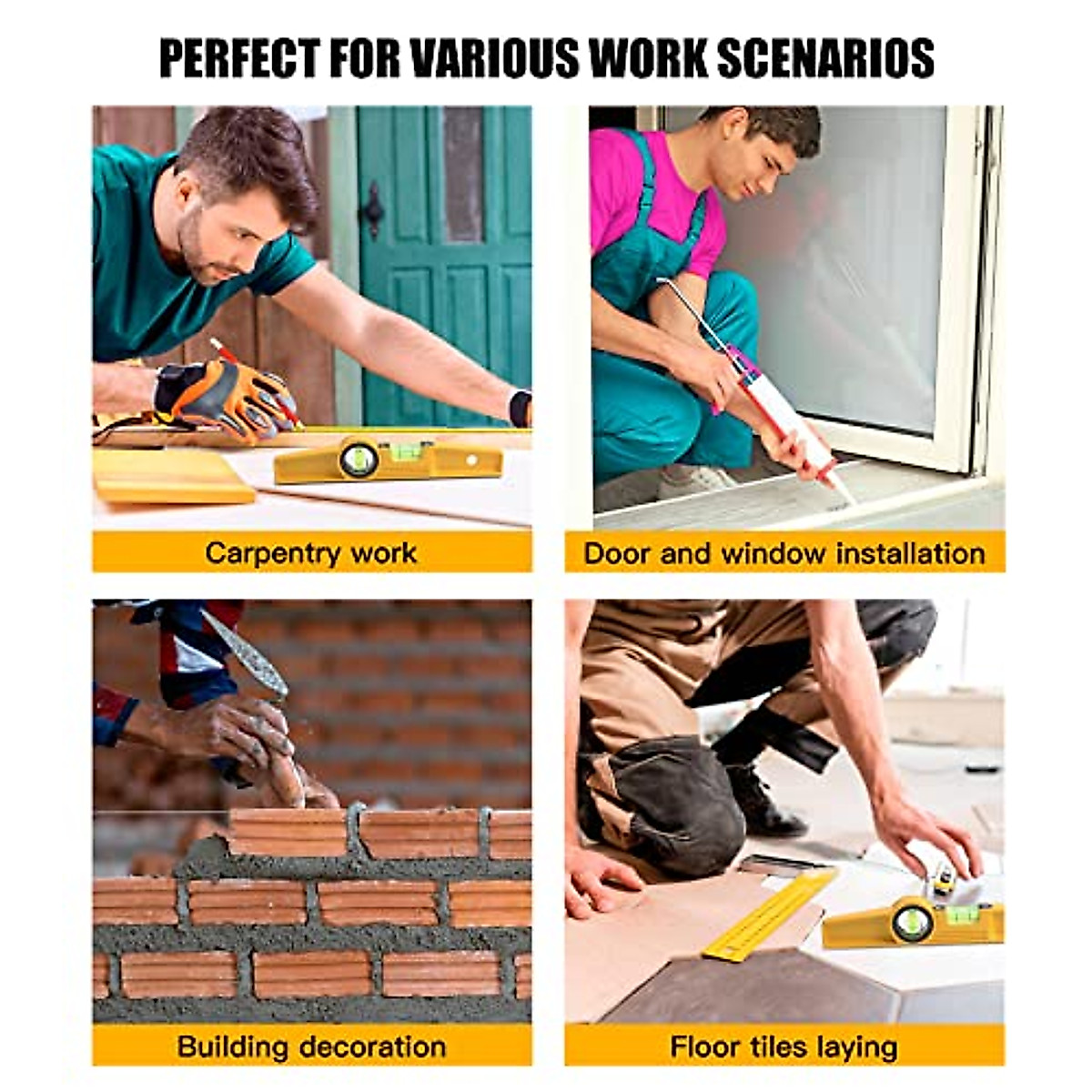 RONGPRO 10 Inch Aluminum Die-Cast Magnetic Torpedo Level, Professional Magnetic Scaffolding Spirit Level, Torpedo Level with Rare Earth Magnet 250MM and Holster