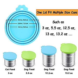 Comtim Pet Food Can Cover Silicone Can Lids for Dog and Cat Food(Universal Size,One fit 3 Standard Size Food Cans),Blue and Green