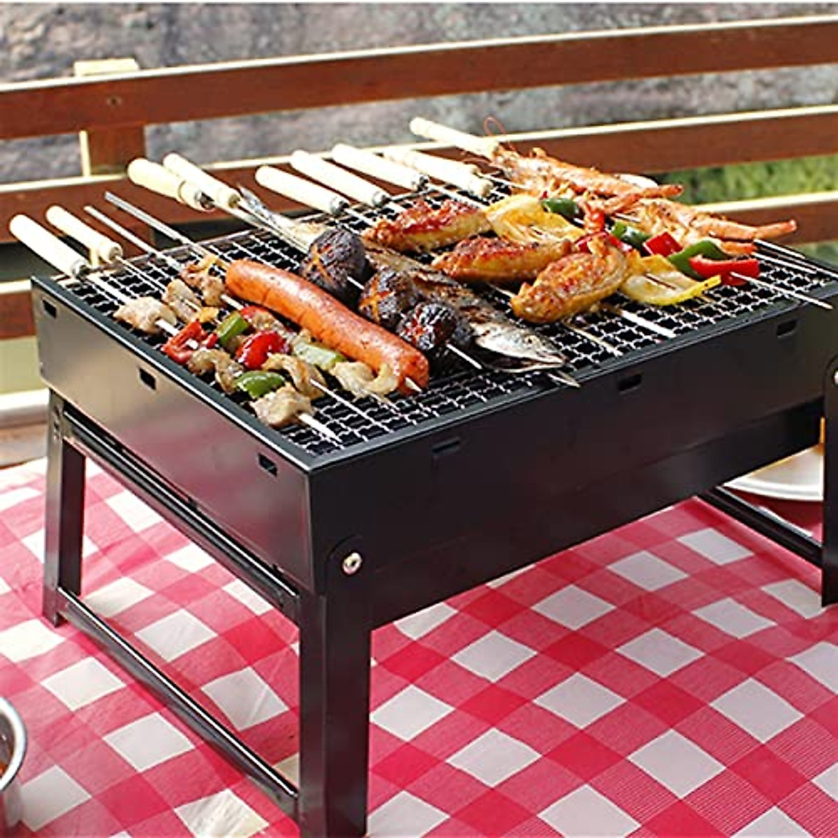 GEEKLLS Charcoal grills Barbecue Grill Outdoor Foldable Charcoal Portable Mini Grill Wood BBQ Stove For Home Garden Camping Picnic Party Beach