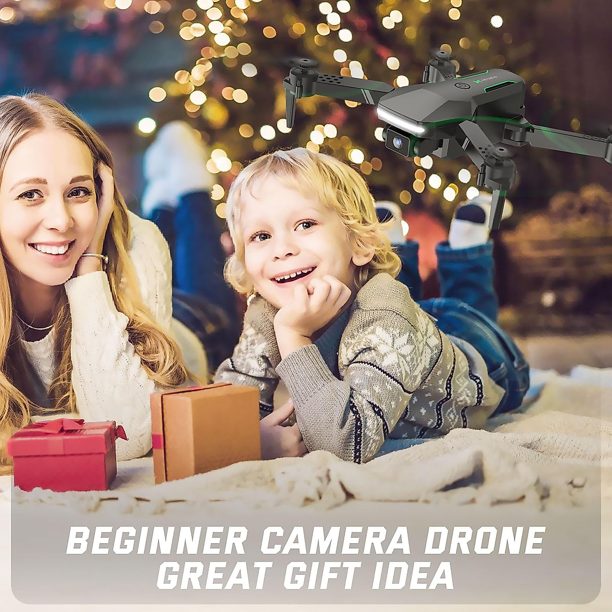 Heygelo S80 Drone with Camera for Adults, Foldable 1080P HD Mini Drones for Kids Beginners, Remote Control Helicopter Boys Toys/Gift with FPV Live Video, Full Guards, One Key Start, 2 Batteries