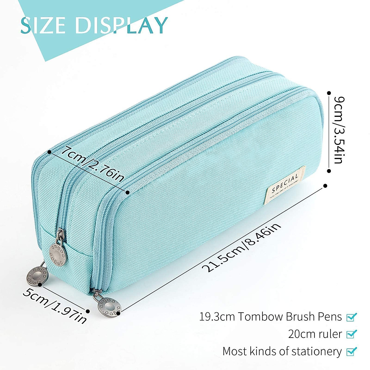 CICIMELON 2 Pencil Case Large Capacity Pen Pouch 3 Compartment Pen Bag for School Teen Girl Boy Men Women