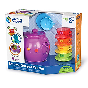 Learning Resources Serving Shapes Tea Set - 11 Pieces, Ages 2+ Pretend Play Toys for Toddlers, Preschool Learning Toys, Kitchen Play Toys for Kids