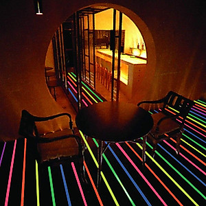 12 Pack UV Blacklight Reactive 6 Color Fluorescent Tape Fluorescent Cloth Tape Colorful Neon Gaffer Tape Neon Reflective Tape Neon Adhesive Tape Glow in the Dark Tape, 0.59"x16.4ft each Roll