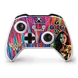 Skinit Decal Gaming Skin Compatible with Xbox One S Controller - Officially Licensed Warner Bros Wonder Woman Color Blast Design