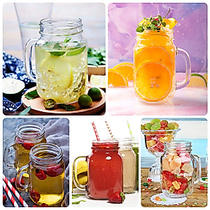 Mcupper 8oz Mason Jar Mug with Handle and Golden Lids,Set of 12 Old Fashioned Drinking Glass for Beverages, Decoration, Storage, Party Favors, Cocktails, Floats, Centerpieces and more