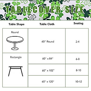 Fitable St Patrick’s Day Rectangle Tablecloth - 60x84 Inch Waterproof Green/White Shamrock Table Cloth Vinyl Wipe Clean Clover Table Cover for Dining Room, Kitchen, Indoor/Outdoor Party Table Decor