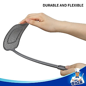 MR.SIGA Heavy Duty Long Handle Fly Swatter, Gray, 6 Pack
