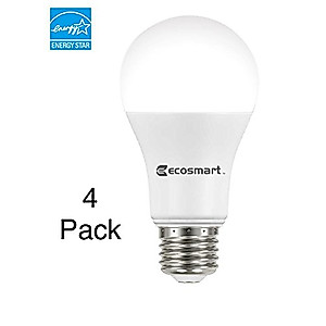 EcoSmart 100-Watt Equivalent A19 Dimmable Energy Star LED Light Bulb, Soft White (4-Pack)