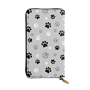 HOMETER Women'S Leather Wallet Animal Paw Prints Coin Purse Travel Credit Card Holder Zipper Purse Cell Phone Handbag