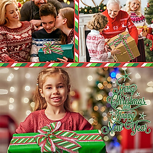 2.5 Inch 12 Yards Christmas Wired Ribbon Red Green White Stripes Xmas Ribbon for Tree Polyester Snowdrift Wired Edge Ribbon for Gift Wrapping DIY Christmas Tree Bows Wreaths Craft Decoration