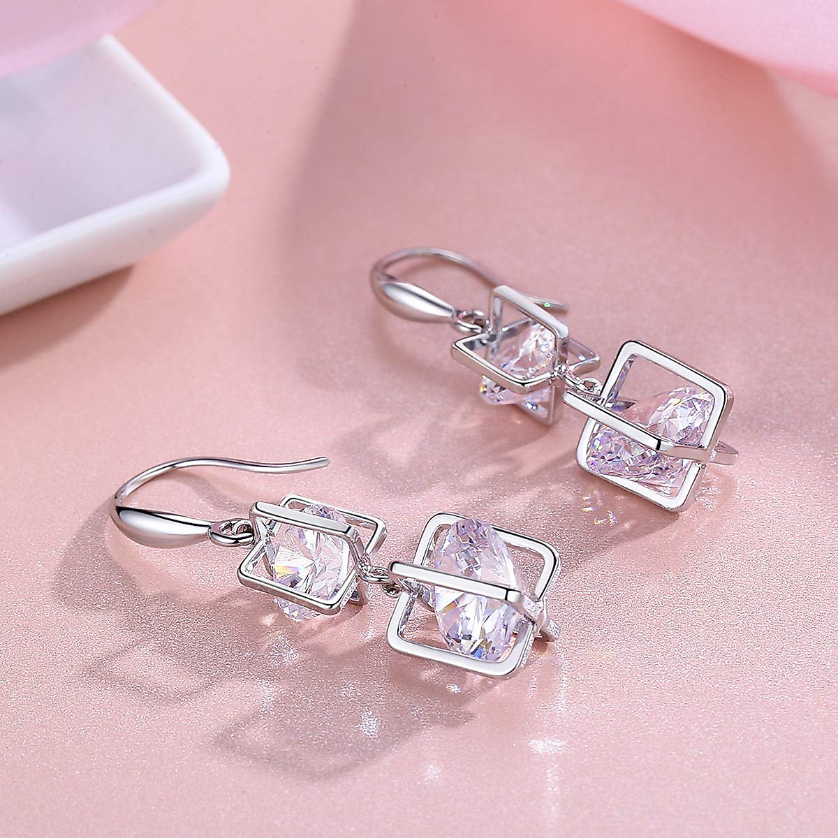 SBLING Platinum-Plated Cubic Zirconia Drop Earrings - Gifts for Women