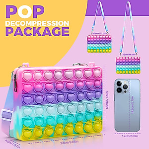 MooonGem Pop Purse for Women, Big Fidget Purse for iPad, Pop Shoulder Bag