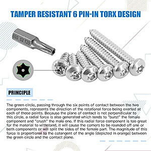 Glarks 211Pcs #10 x 1/2'' / 5/8'' / 3/4'' / 1" / 1-1/4'' / 1-1/2'' Button Head Torx Security Stainless Steel Screws, 6 Size Tamper Resistant Screws Assortment Set with T25 Bit