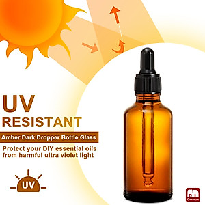 GMISUN Tincture Bottles With Dropper, 25 Pack 2 Oz Amber Glass Dropper Bottle with Eye Dropper, 60ml Empty Oil Dropper Bottle For Essential Oils, Tinctures, Medicine - with Heat Shrink Wrap