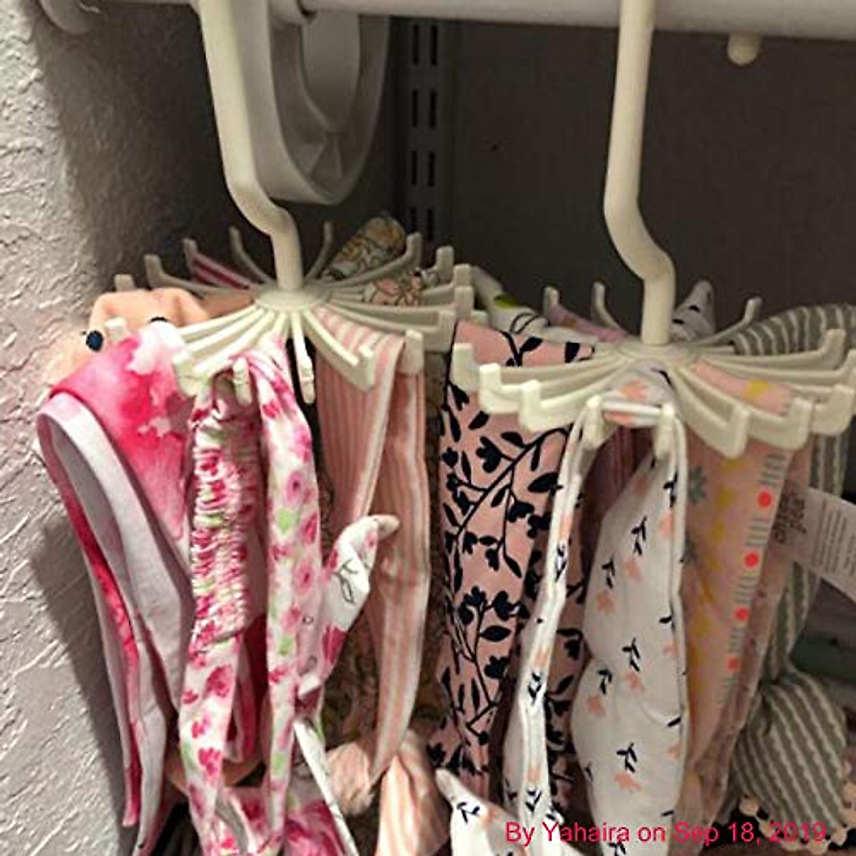 Z ZICOME 3 Pack Twirl Ties Rack Closet Organizer Tie Hanger Hook Headband Holder (White)