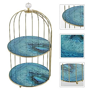 Minkissy Makeup Organizer Cosmetics Iron Storage Rack Bathroom Countertop Organizer, Birdcage Shape- Cosmetic Rack Double Layer