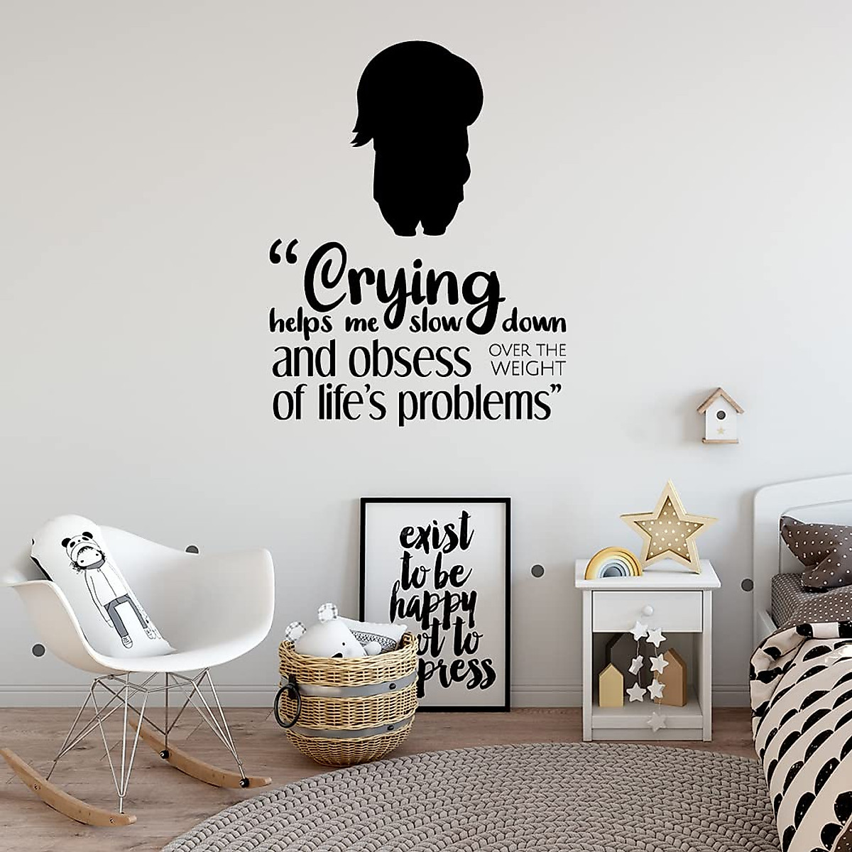 Crying Helps Me Slow Down And Obsess Over The Weight Of Life's Problems - Inside Out Sadness Silhouette Vinyl Wall Decal Sticker Art Decoration Home Room Bedroom Classroom Living Room Size(20x18 inch)