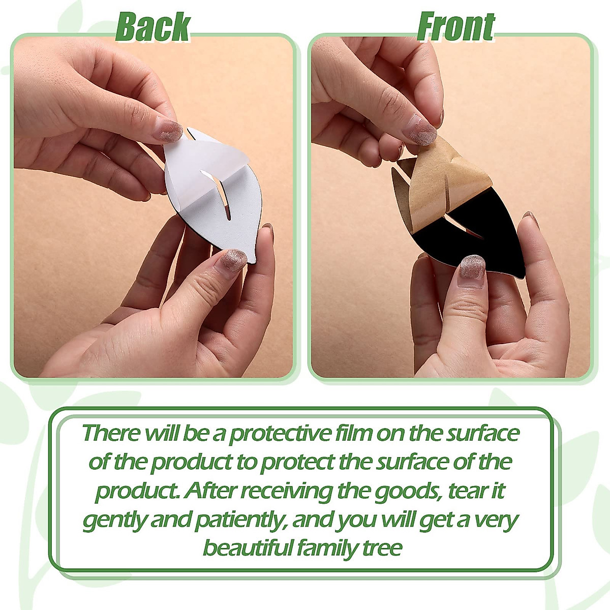 Family Tree Wall Decal Acrylic 3D DIY Mirror Sticker Photo Frames Removable Wall Art Decals Home Decorations for Living Room Bedroom Kitchen Dining Office, 47 x 47 Inch(Black)