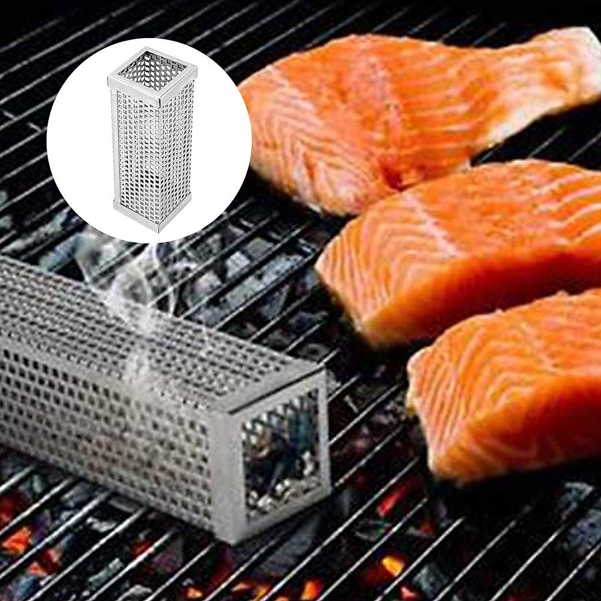 Pellet Smoker Tube, Stainless Steel BBQ Wood Pellet Tube SmokerBBQ Grill Smoker Tube Tools Outdoor railingsbecue Accessory for Grilled Foods