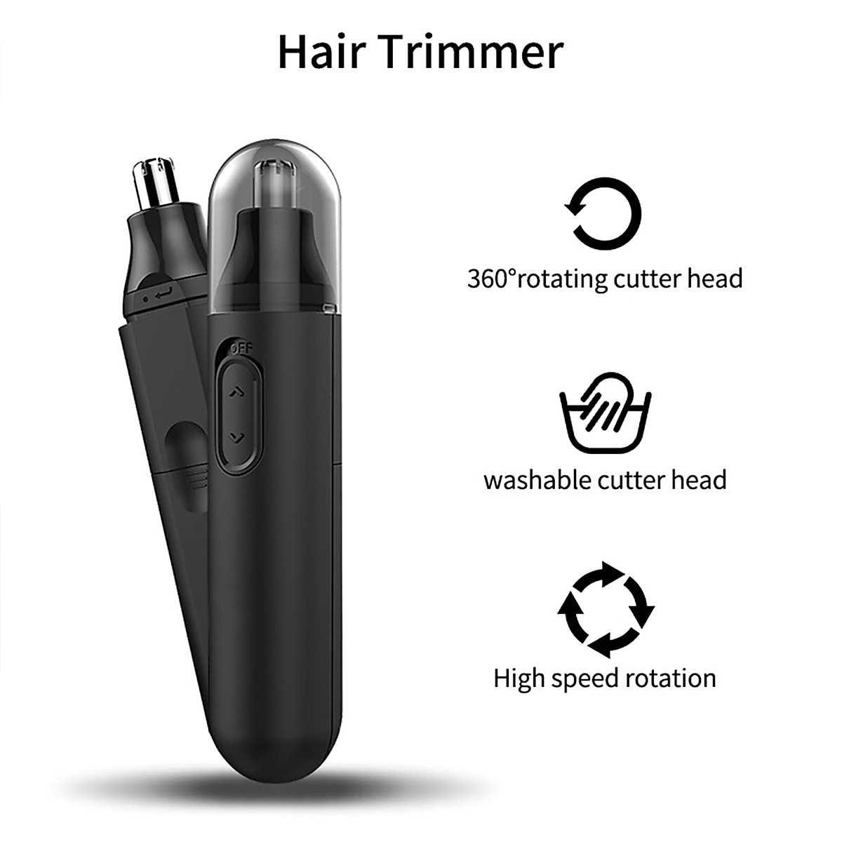 Qisebin Upgraded Nose and Ear Hair Trimmer, Professional Painless Nose Hair Remover for Men and Women, Electric High-speed Rotating Waterproof Stainless Steel Nose Hair Trimmer,Black