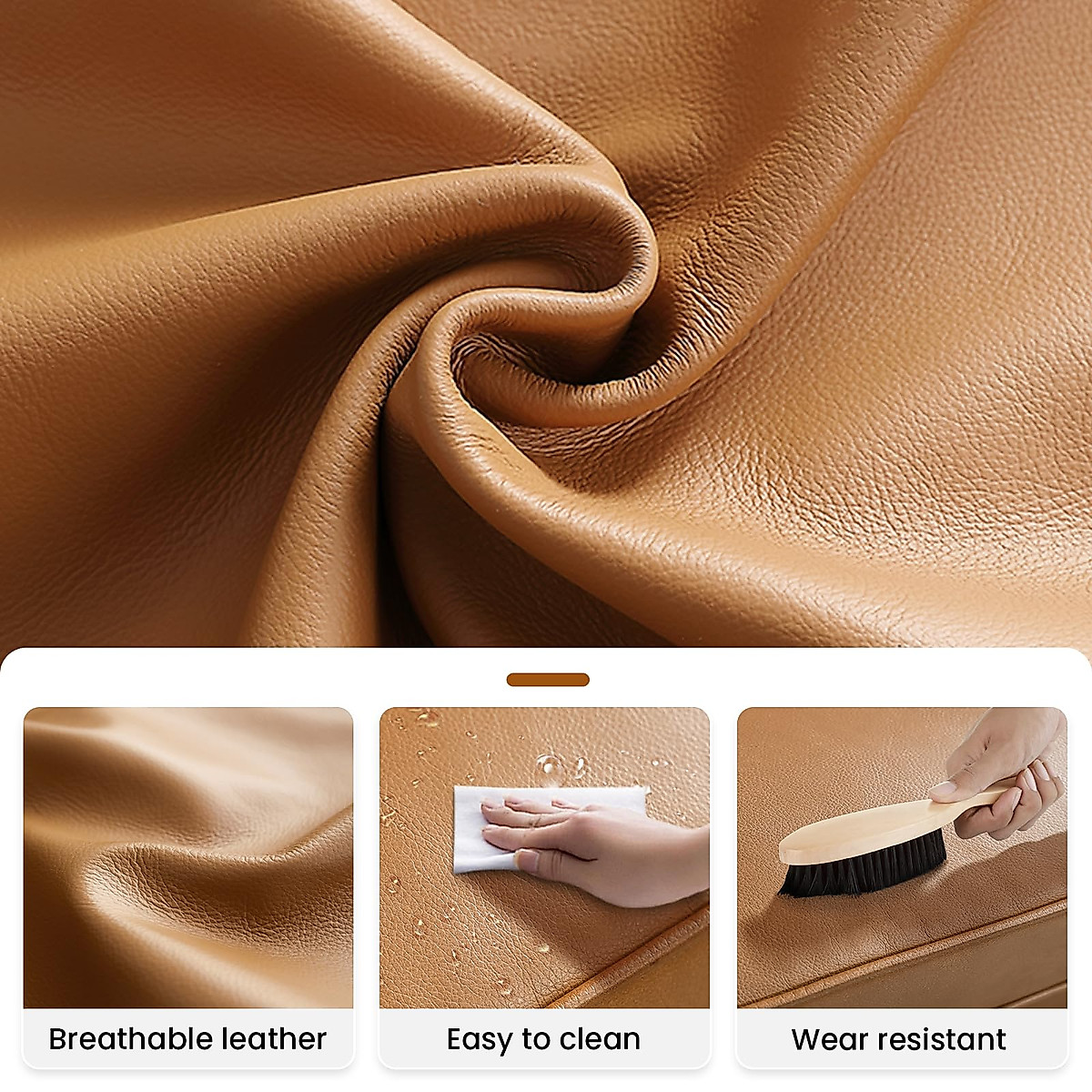 COUCHOICE Modern Faux Leather Sofa Couch,Loveseat Sofa,Small Sofa,with Spring Cushions and Solid Wood Frame,Removable Sofa Cover,Suitable for Living Rooms,Offices,Apartments(88.58inch,Brown)