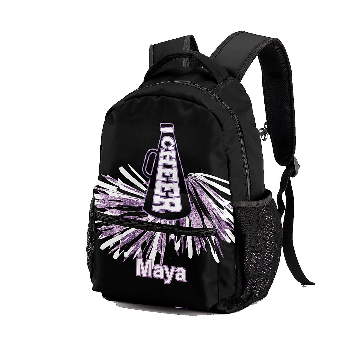 zaaprintblanket Personalized Custom Beautiful Purple Cheer Teens Backpack Shoulder Bag with Chest Strap With 2 Side Pockets
