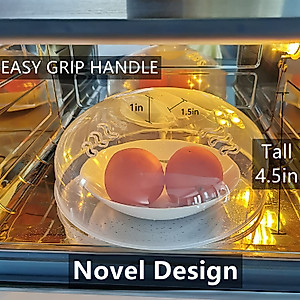 Microwave Splatter Cover for Food Large Microwave Plate Food Cover With Easy Grip Handle Anti-Splatter Lid With Enlarge Perforated Steam Vents,11.5 Inch,BPA Free & Dishwasher Safe