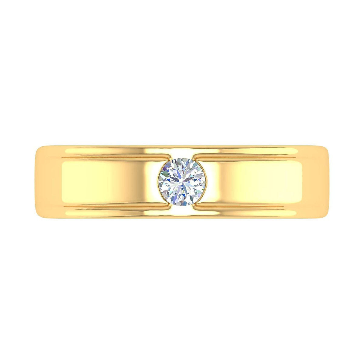 14K Yellow Gold Channel Set Diamond Solitaire Wedding Band Ring (0.18 Carat) (Ring Size 7)