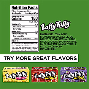 Laffy Taffy Stretchy and Tangy Candy, Watermelon, 1.5 Ounce(Pack of 24)