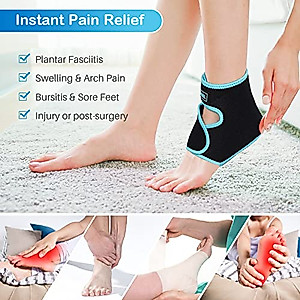 FDMGEL Ankle Ice Pack Wrap for Injuries Reusable, Hot Cold Compression Therapy, Foot Ice Pack with 2 Cold Gel Packs for Relief Sports Injury,Sprained Heel,Plantar Fasciitis,Achilles Tendonitis (Black)
