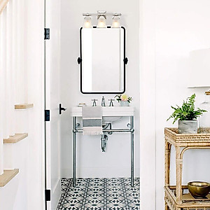 Eurus Home 3-Light Bathroom Vanity Light Fixture Brushed Nickel Bathroom Lighting Fixture W/Frosted Milk Glass Shade