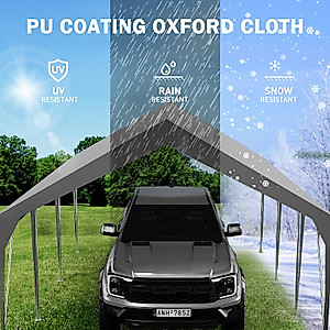 12'x20' Carport Heavy Duty Car Canopy UV Resistant Waterproof Portable Garage for Car, Boat, Party, Storage Shed (Gray)