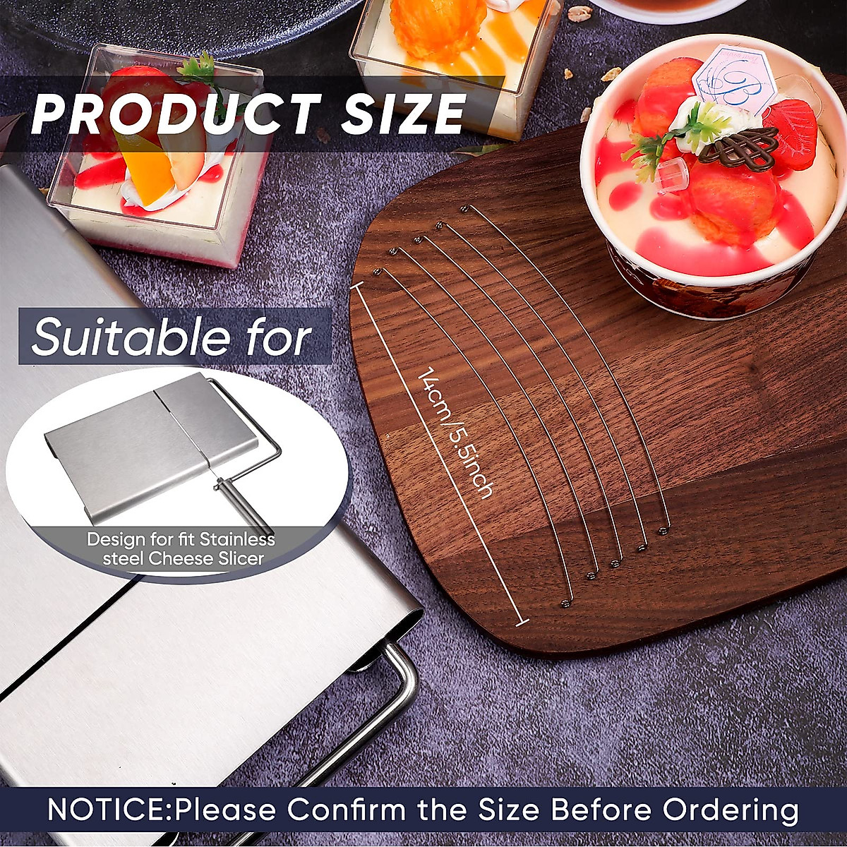 Replacement Cheese Slicer Wires 5.5 Inch Stainless Steel Cheese Cutter Replacement Cheese Wire Pie Slicers for Home Restaurant Kitchen Party Cutting Supplies (10)