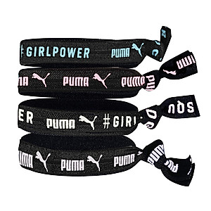 PUMA girls 8 Pack Low Cut + Hair Ties Running Socks, Black/Multi, 5-6.5 US