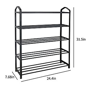 ZOES HOMEWARE 5 Tier Shoe Rack Freestanding Shoe Organizer 15 Pair Shoe Rack Sturdy Household Dormitory Shoe Shelf Closet Entryway Garage Shoe Rack 31 inch Free Standing Shoe Shelf Metal
